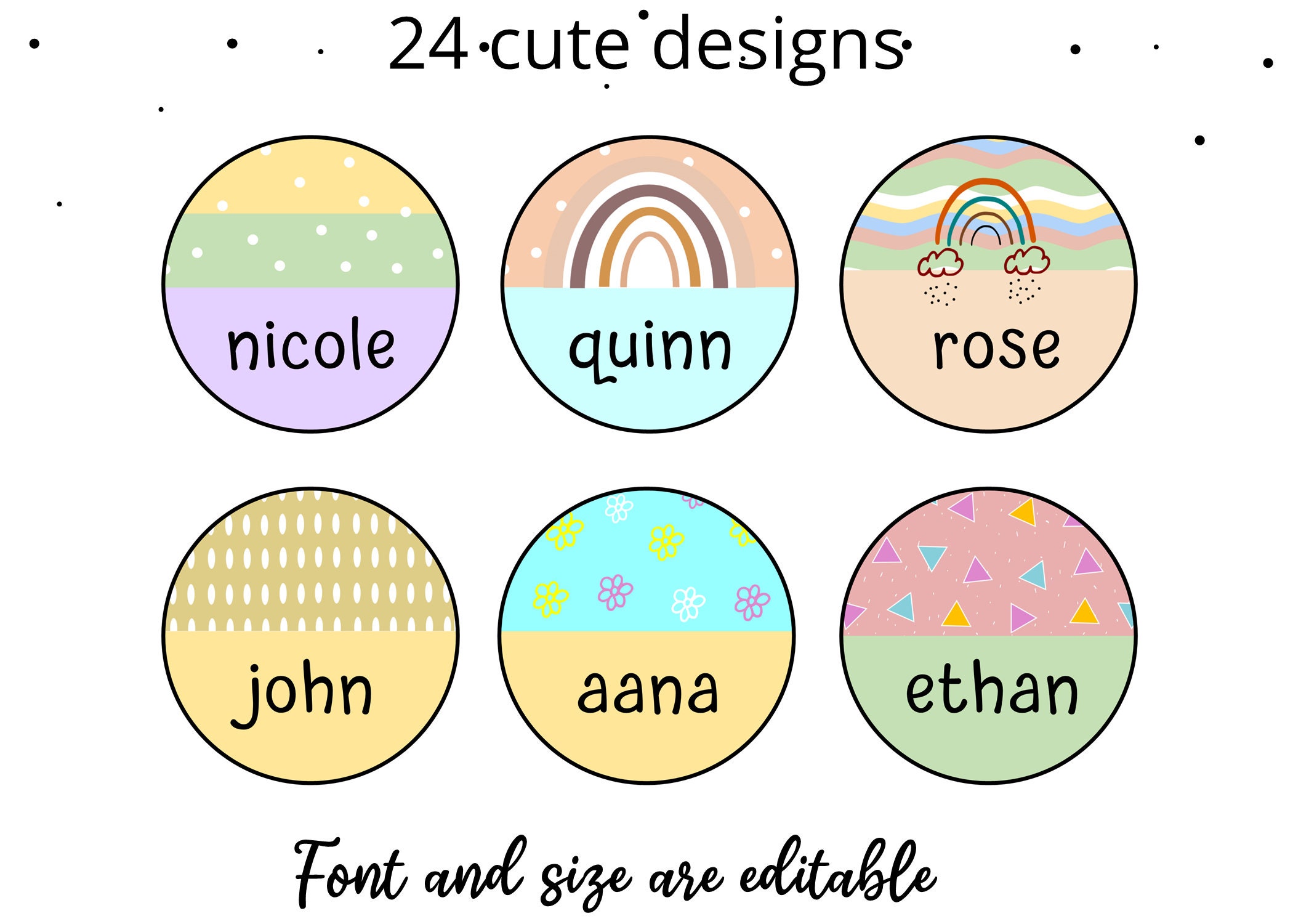 Editable Boho Rainbow Name Labels, Student Name Tags (PPTX) - Etsy