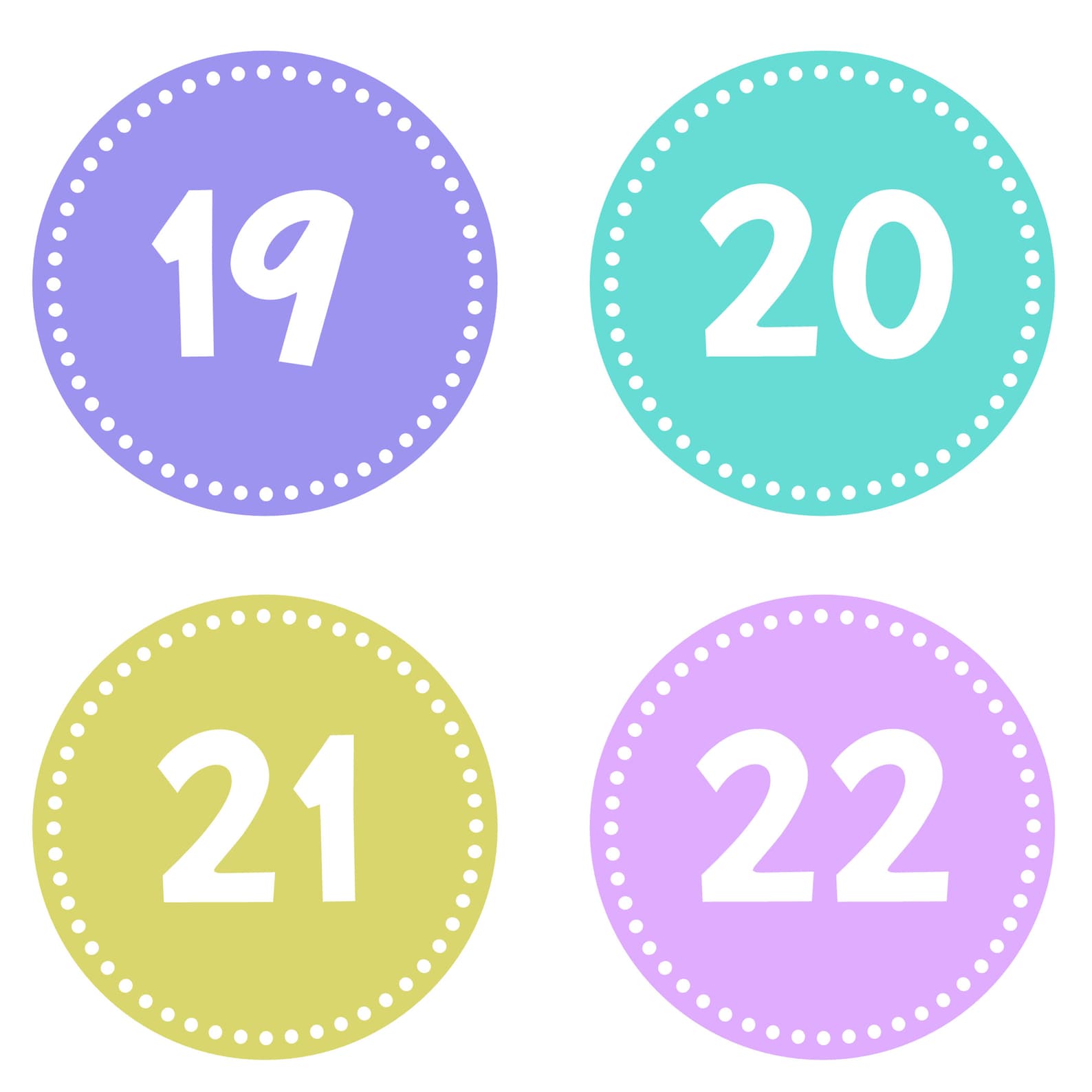 Printable Round Colorful Number Labels, Bright Cubby Labels, Book Bin ...