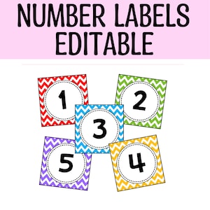 Printable Classroom Number Labels, Calendar Numbers, Bright Chevron ...