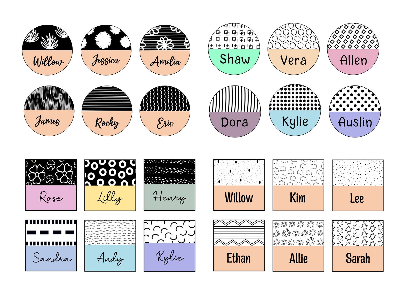 Student Name Tags, Classroom Labels, Neutral Student Labels, Boho ...