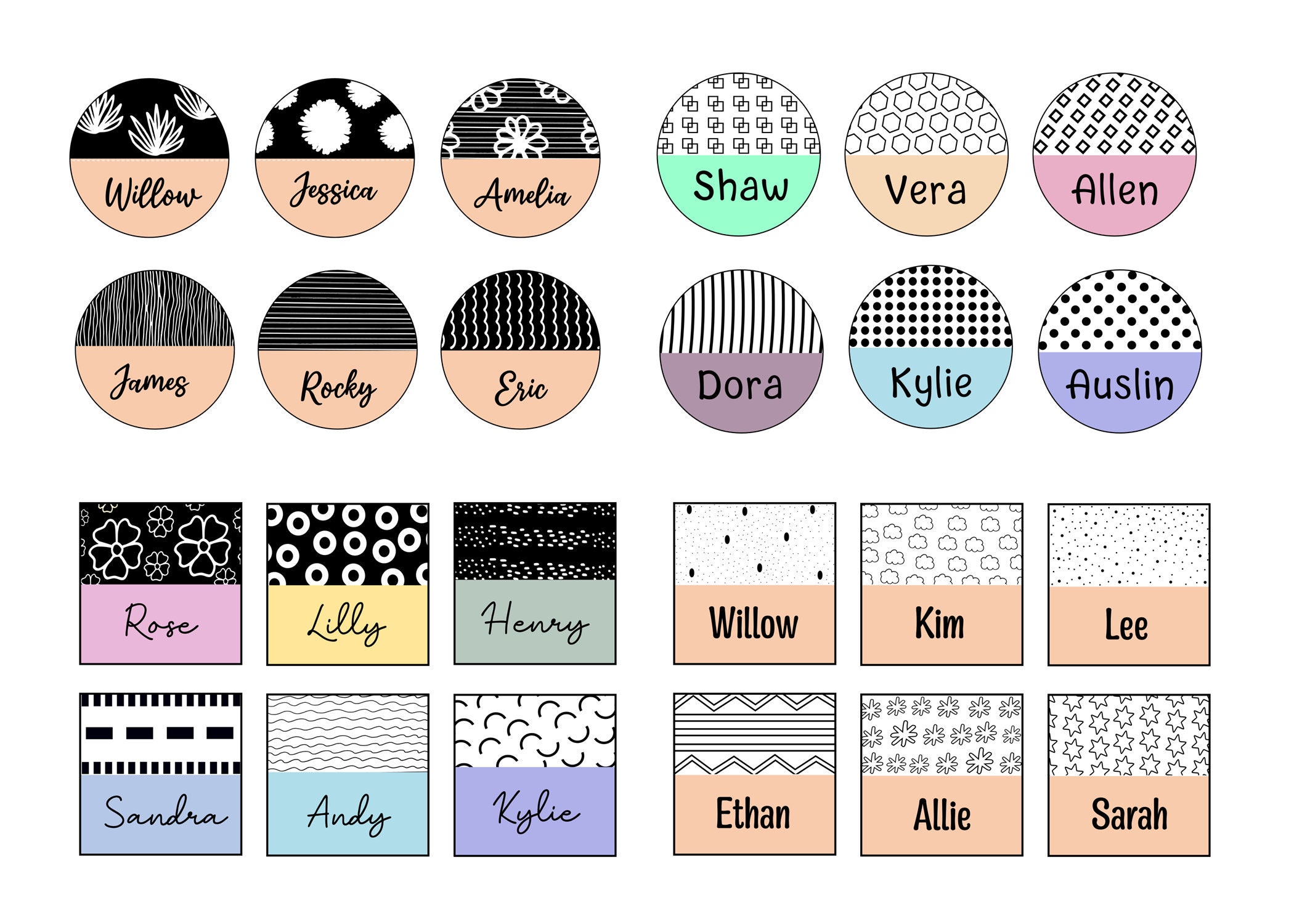 Student Name Tags, Round Name Labels, Rainbow Labels, Cubby Labels ...