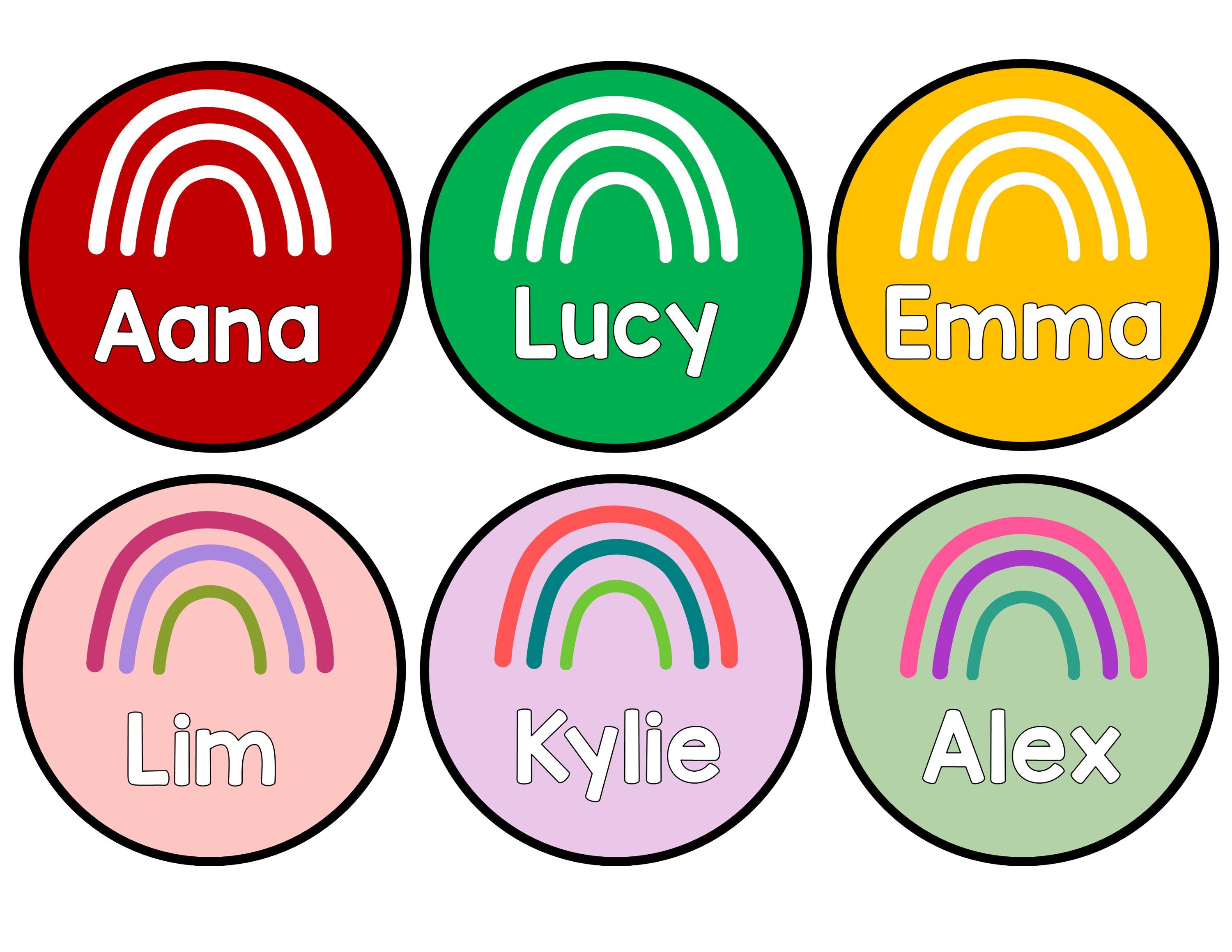 Printable Bright Round Rainbow Classroom Labels, Cubbies Labels, Book ...