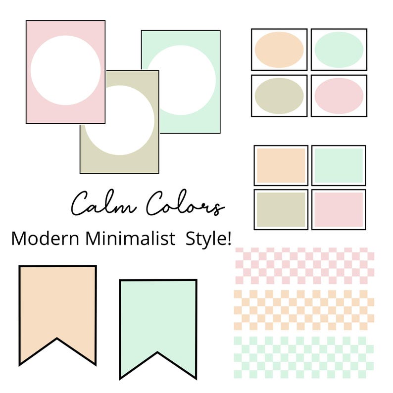 Printable Calm Colors Modern Minimalist Classroom Decor Bundle Pack ...
