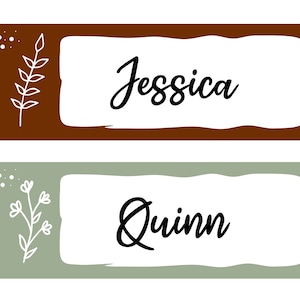 Boho Art Classroom Labels, Editable Student Name Tags, Botanical Name ...