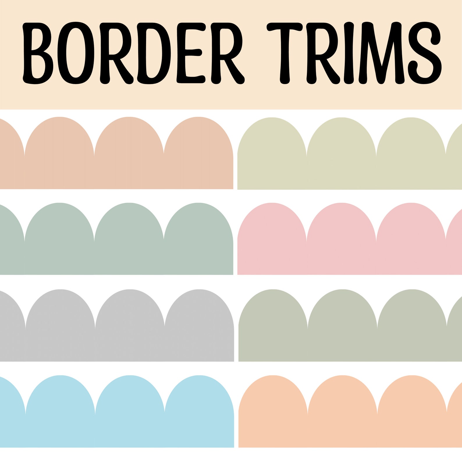 Boho Scalloped Bulletin Board Borders, Neutral Classroom Decor (PDF ...