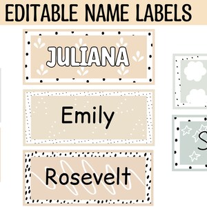 Printable Boho Neutral Name Labels, Student Name Labels, Classroom ...