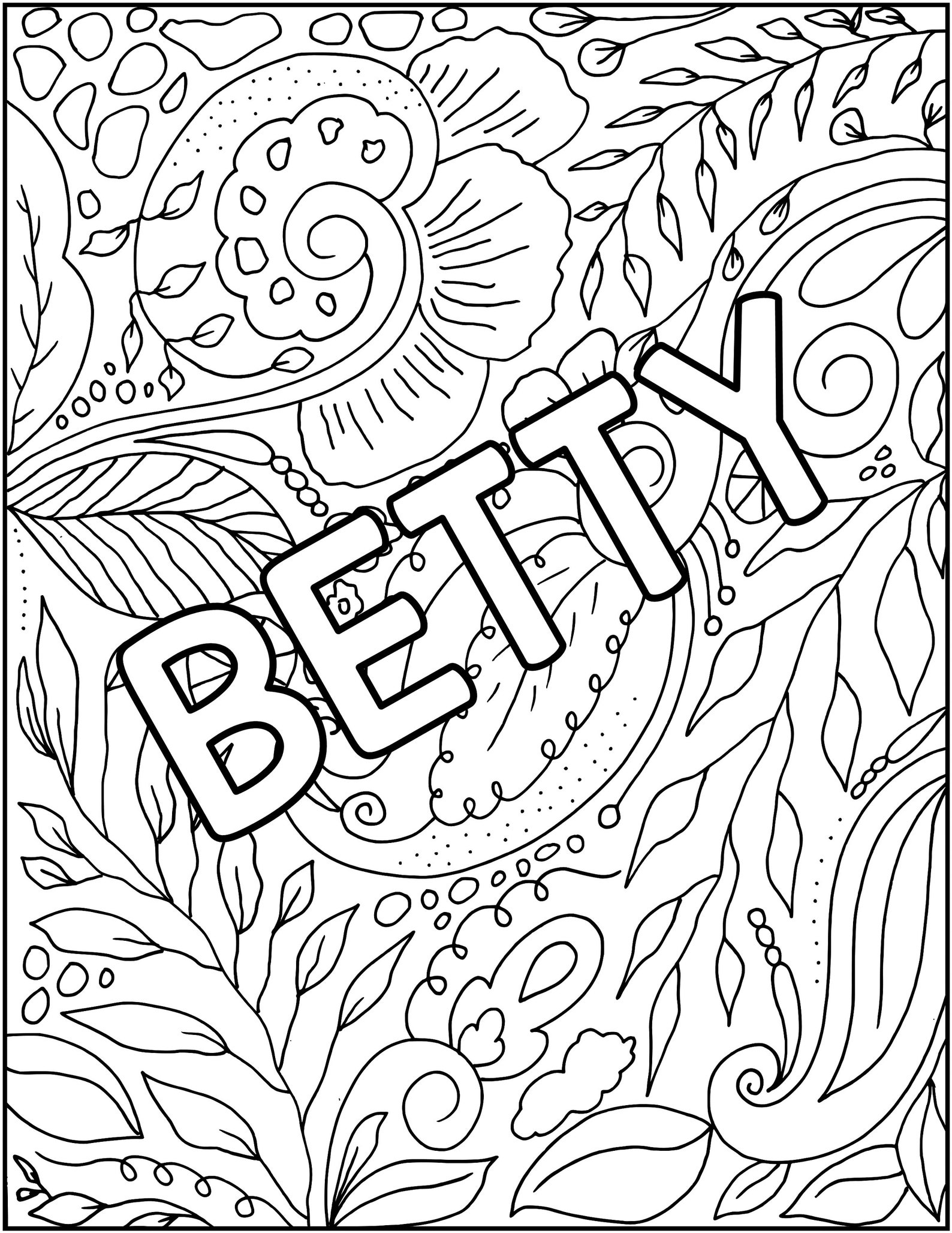 Personalized Name Coloring Pages, Floral Botanical Designs (PDF & PPTX ...