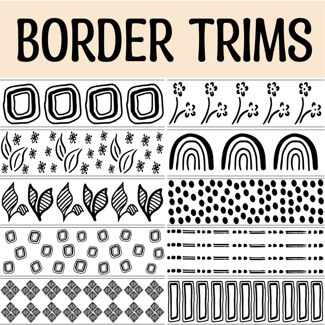 Black and White Bulletin Board Borders, Botanical Classroom Borders ...