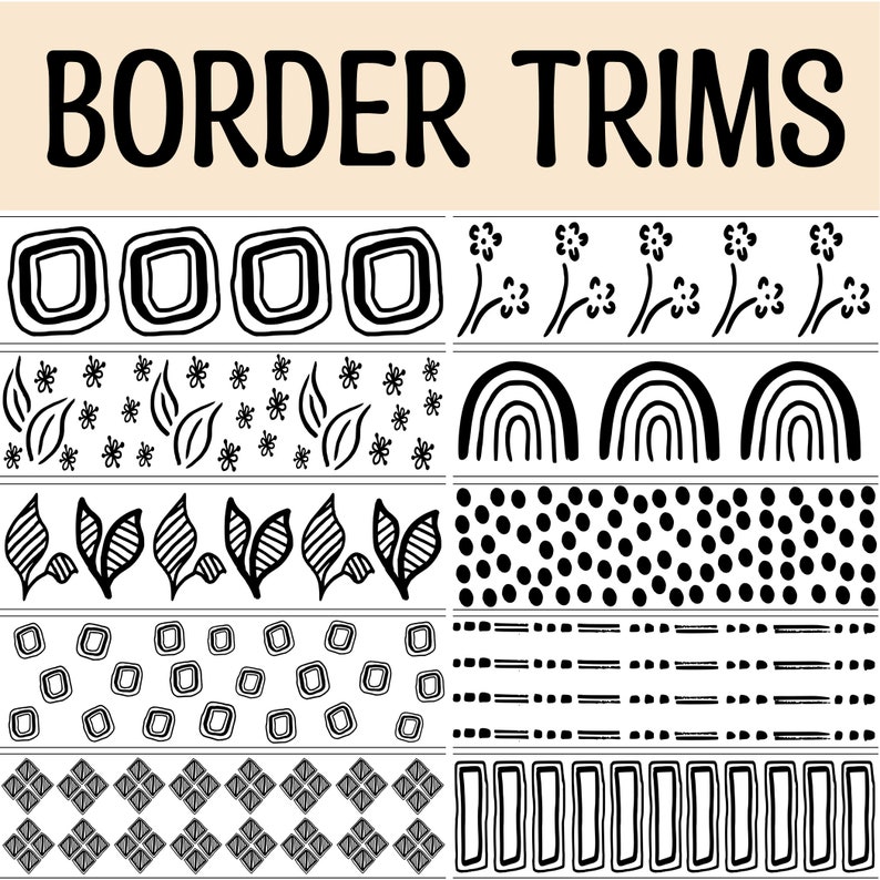 Black and White Bulletin Board Borders, Botanical Classroom Borders ...