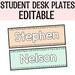 Printable Calm Colors Student Desk Plates, Editable Student Name Labels ...
