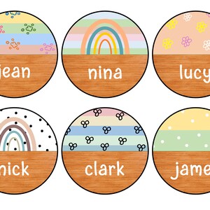 Printable Round Student Name Labels, Boho Circular Name Labels, Student ...