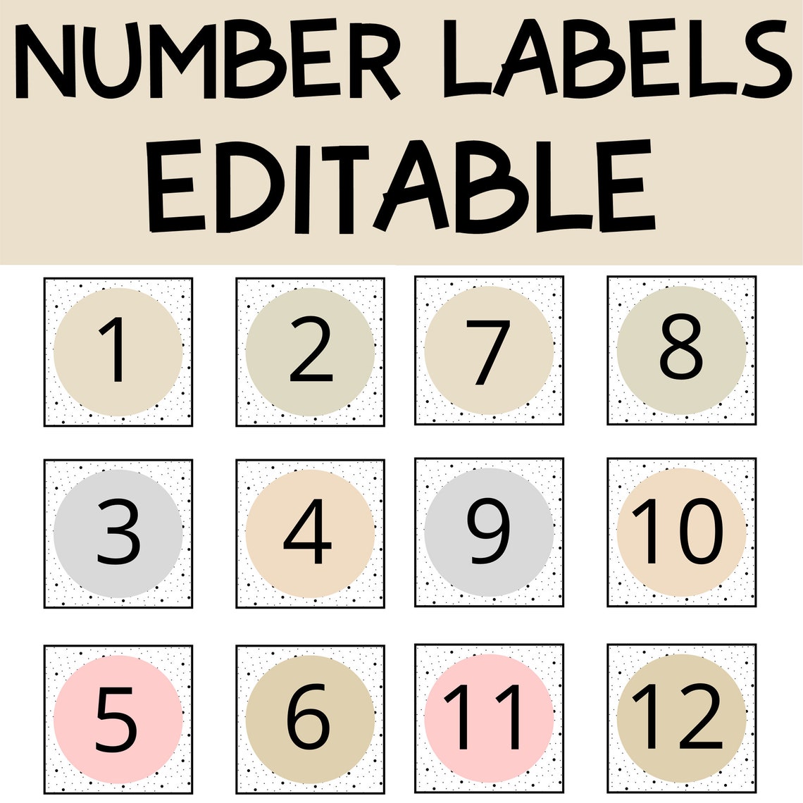 Printable Number Labels, Boho Spotty Number Labels, Classroom Calendar ...