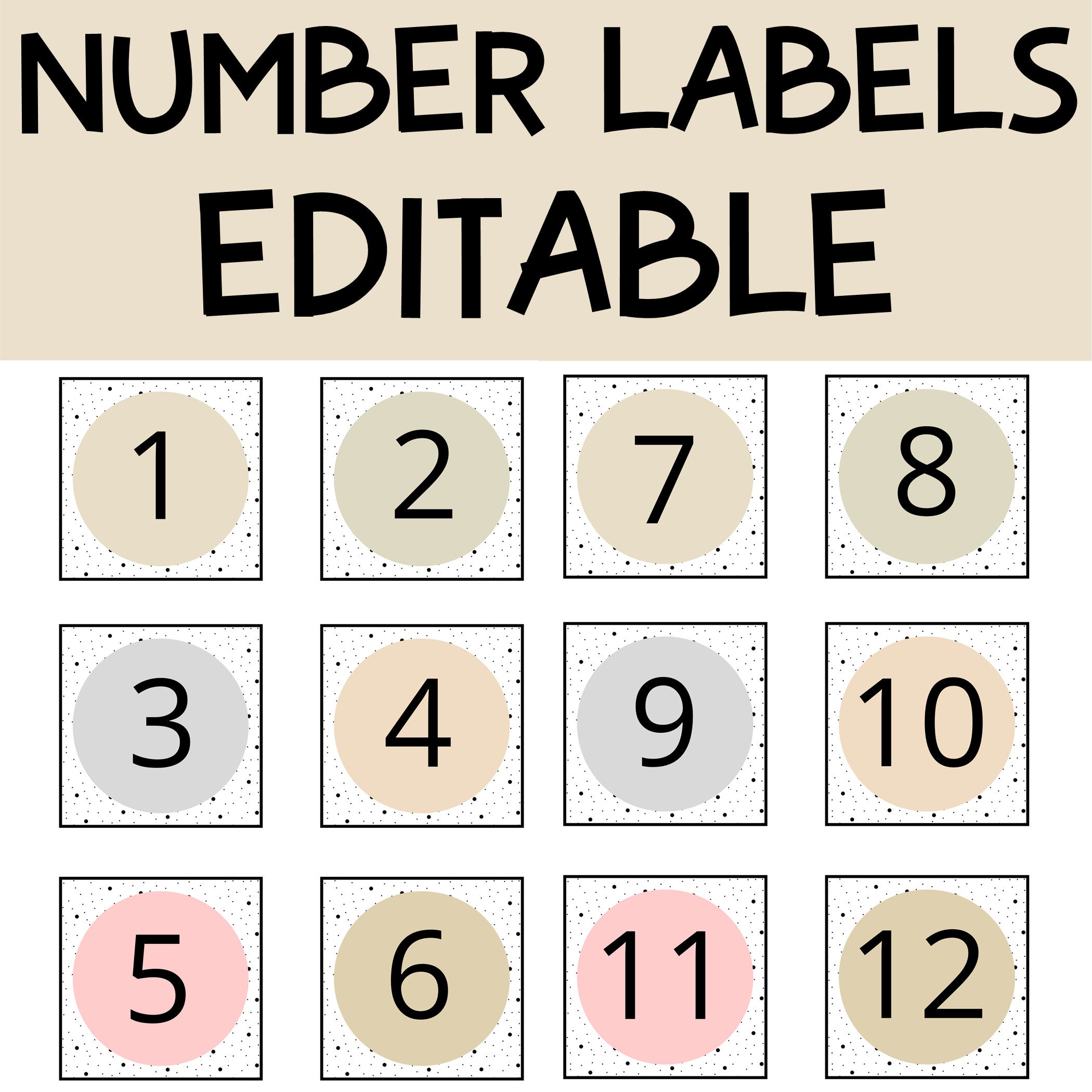 Printable Number Labels, Boho Spotty Number Labels, Classroom Calendar ...