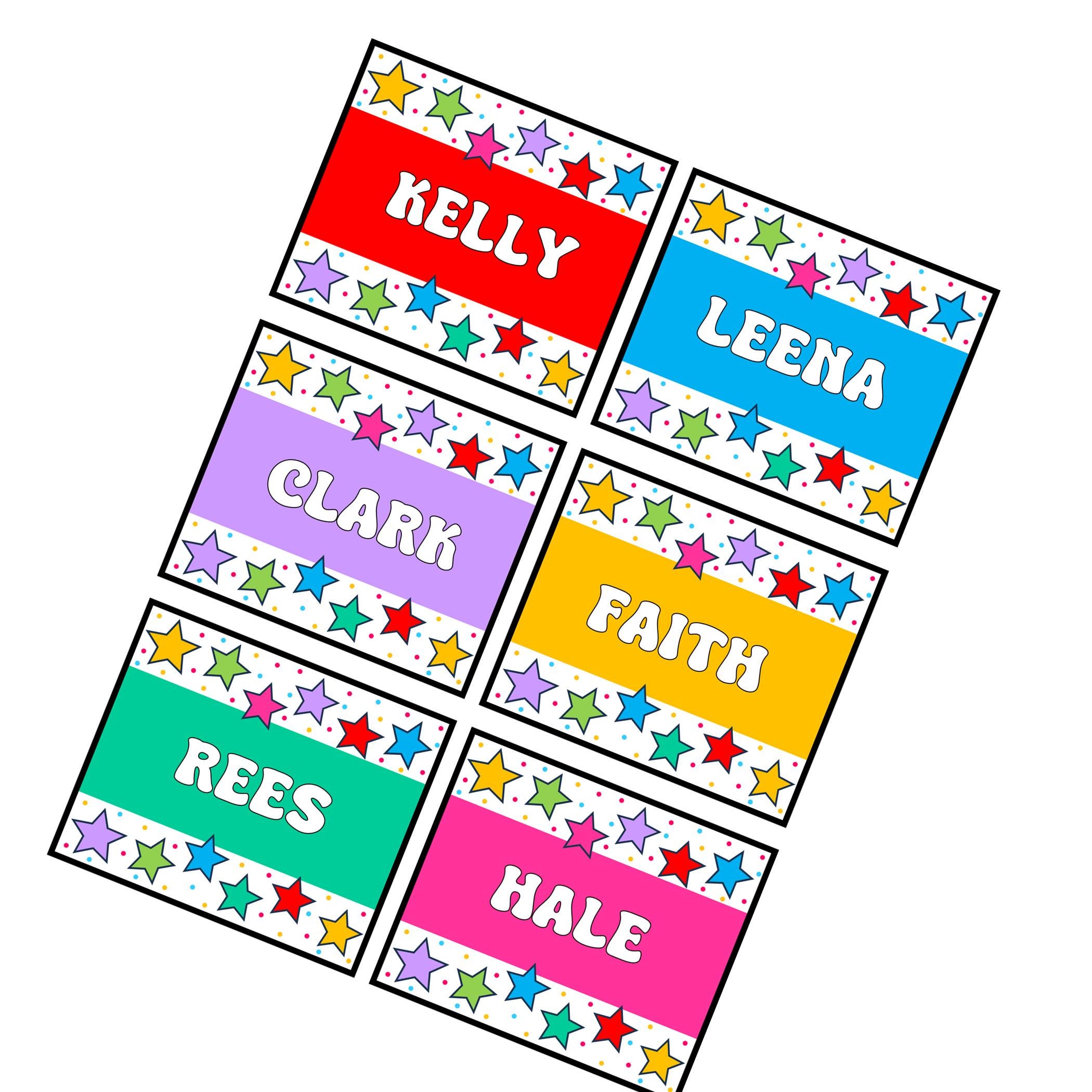 Star Nametags, Editable Name Plates, Book Bin Labels, Subjects Labels ...