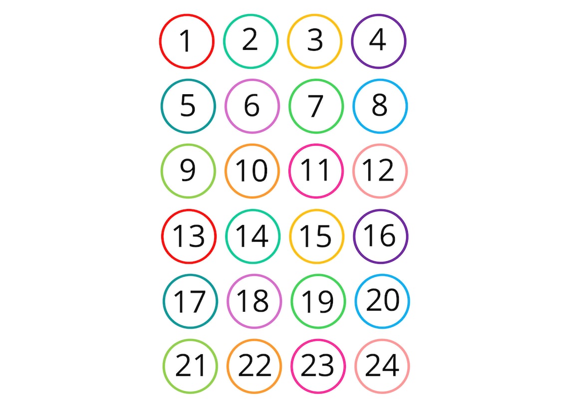 Small Number Tags, Printable Circle Number Labels, Book Bin Labels ...