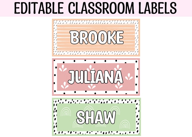 Classroom Labels, Student Name Tags, Name Tags, Pastel Colors Name ...