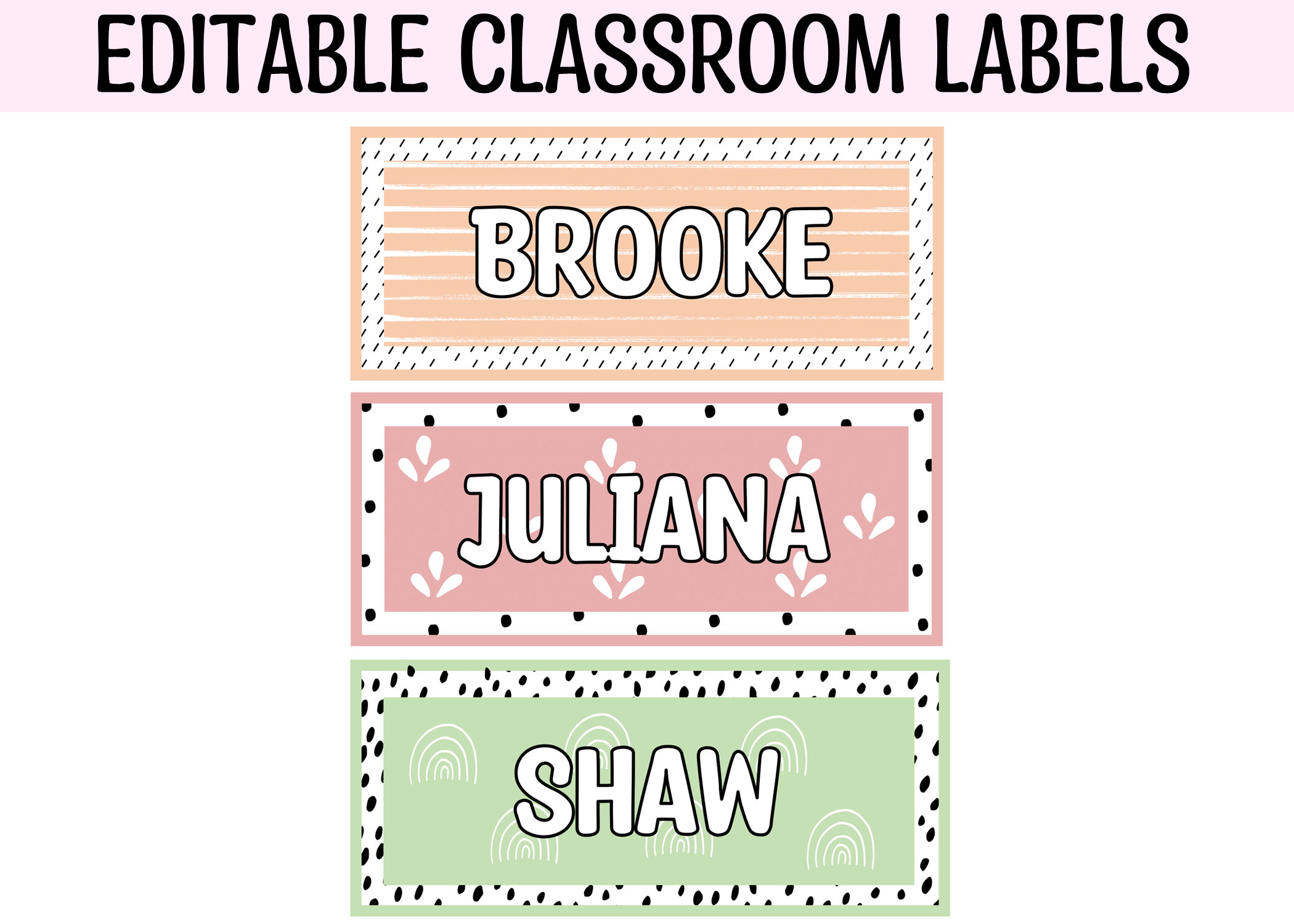 Classroom Labels, Student Name Tags, Name Tags, Pastel Colors Name ...