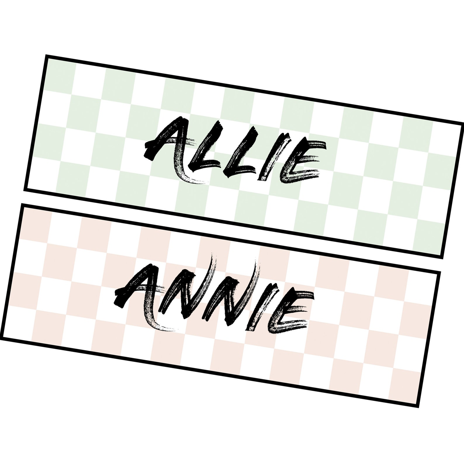 Printable Checkered Student Name Labels, Editable Classroom Labels ...