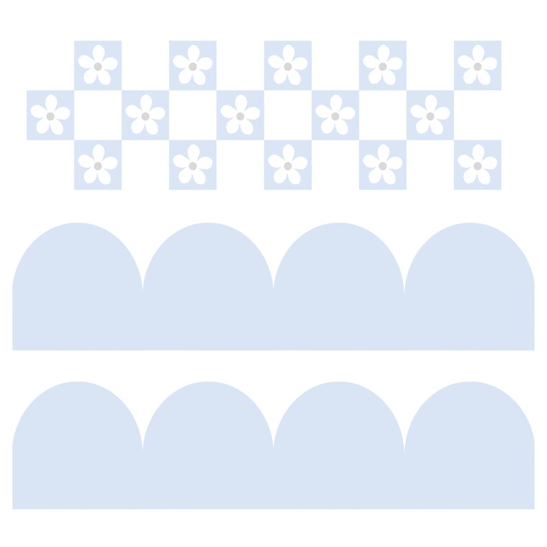 Printable Boho Checkered Bulletin Board Borders, Scalloped Classroom ...