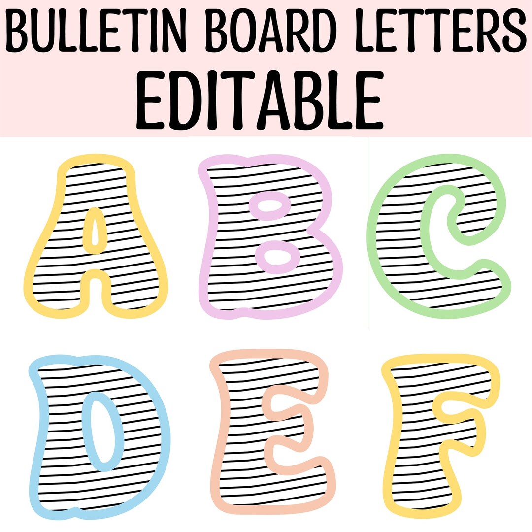 Back to School Printable Stripe Pattern Bulletin Board Letters, Funky ...