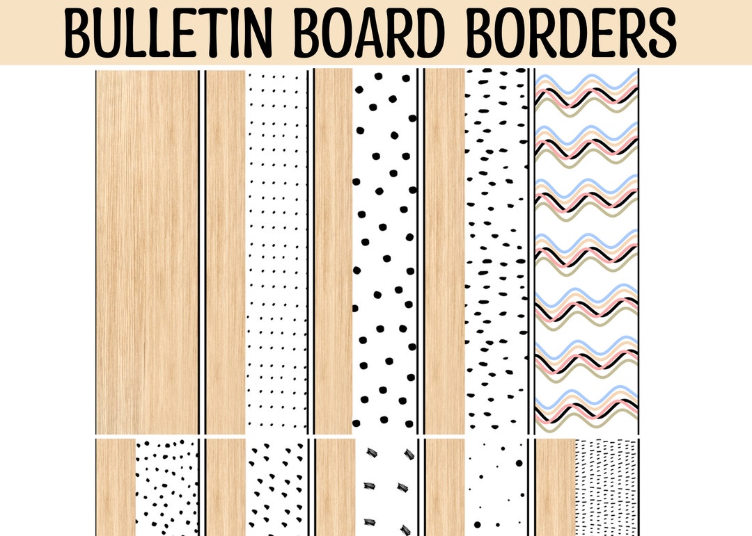 Bulletin Board Borders, Office Borders, Boho Neutral Borders, Classroom Borders, Black Spotty ...