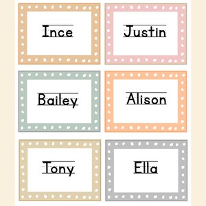 Printable Boho Spotty Student Name Labels, Classroom Labels, Nursery ...