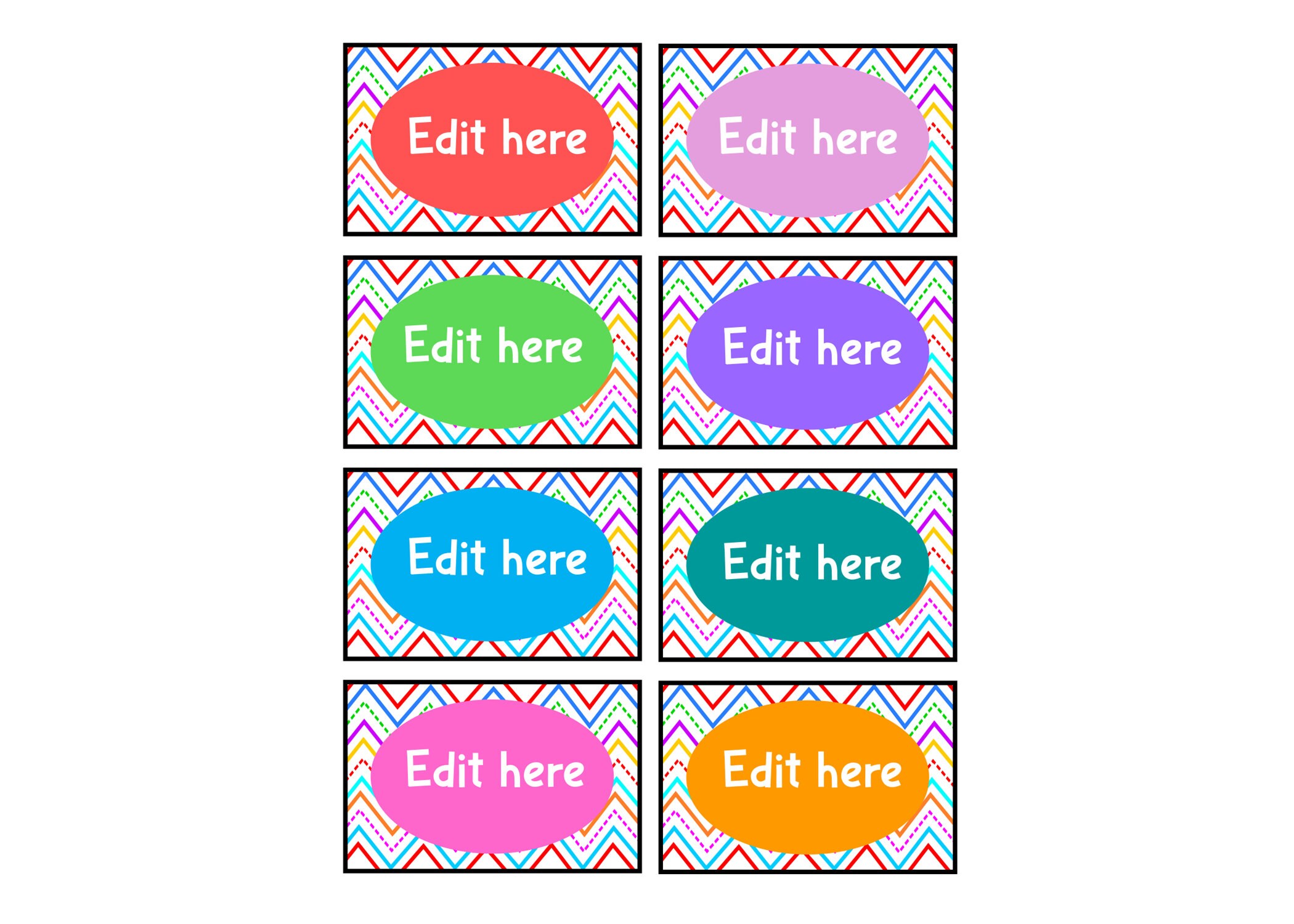 Printable Chevron Name Tags, Editable Colorful Chevron Labels, Back to ...