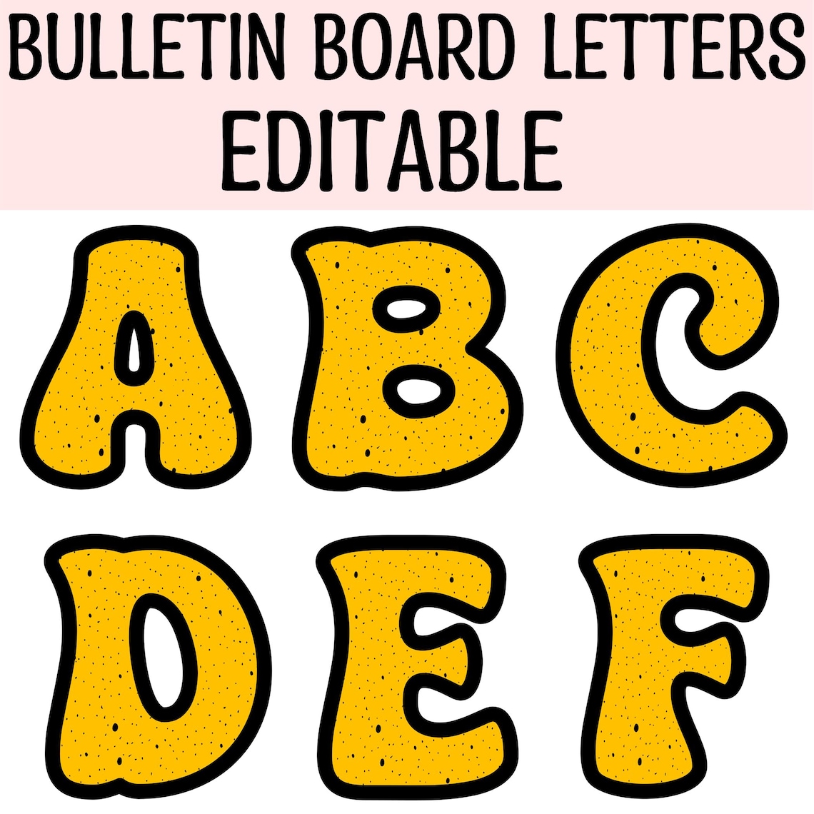 Printable Yellow Spotty Bulletin Board Letters Wall Display, Large ...