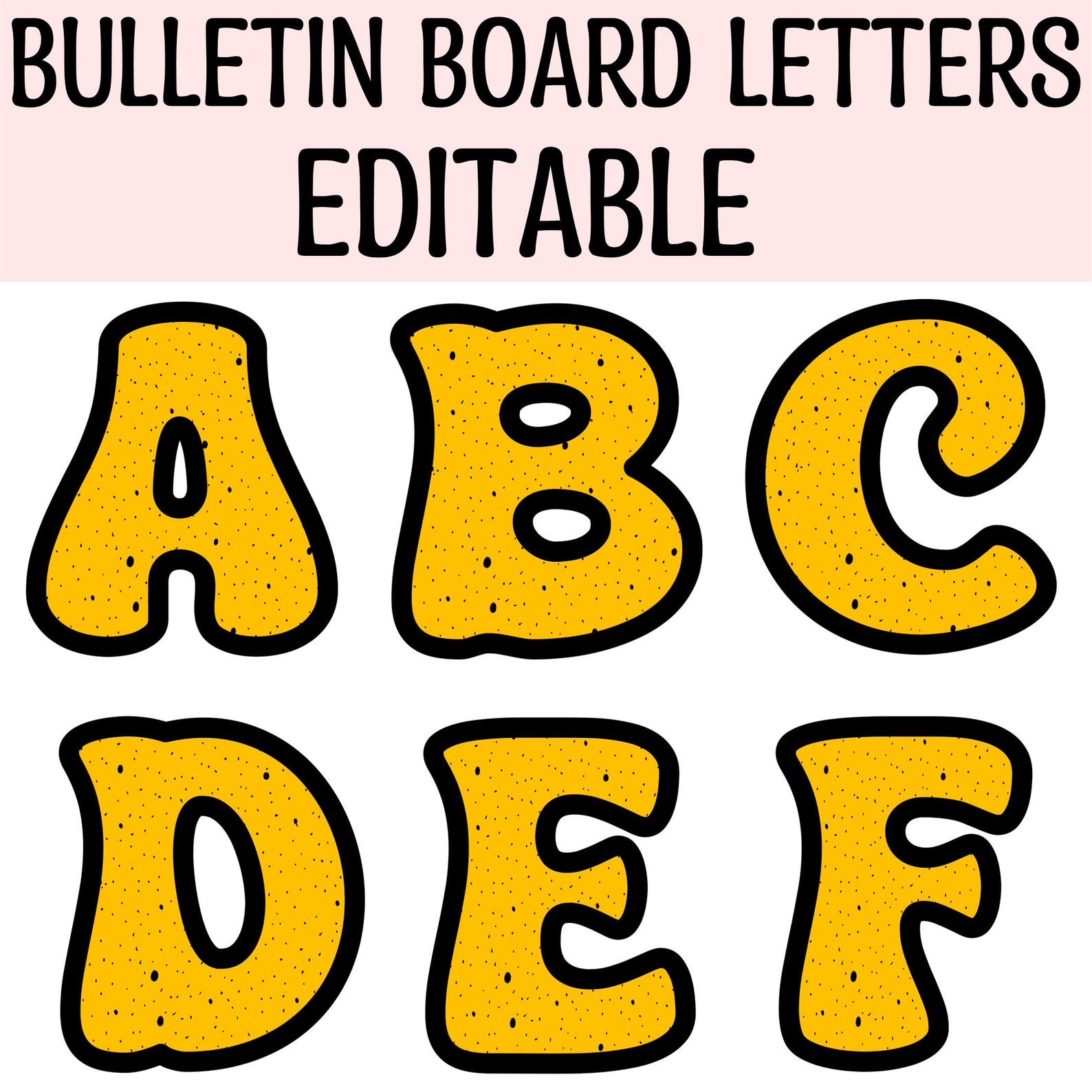Printable Yellow Spotty Bulletin Board Letters Wall Display, Large ...