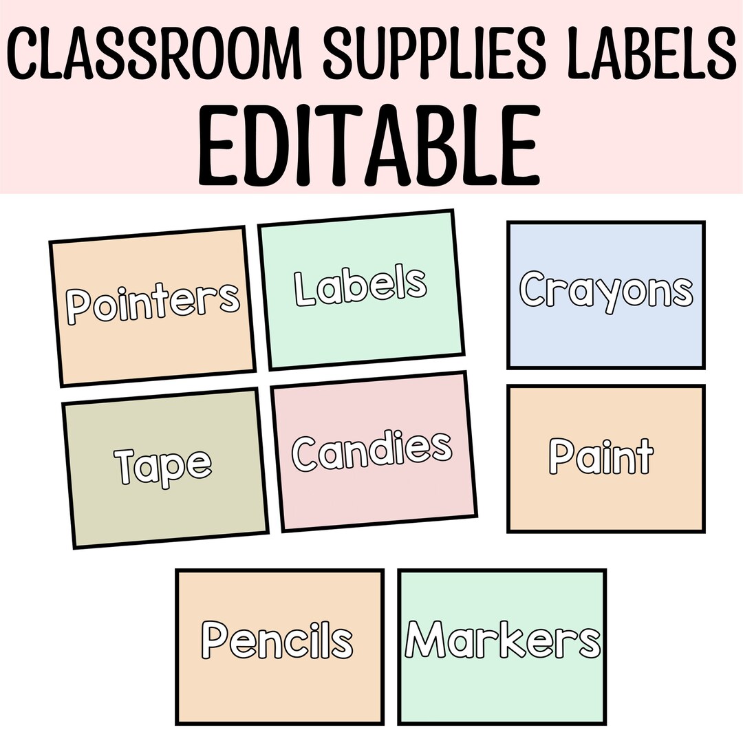 Printable Calm Colors Classroom Supplies Labels, Classroom Supplies ...