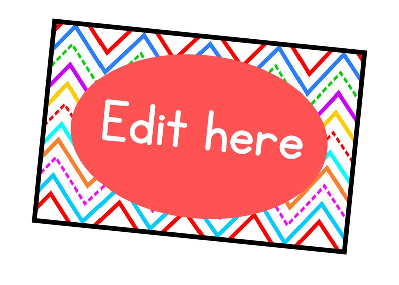 Printable Chevron Name Tags, Editable Colorful Chevron Labels, Back to ...