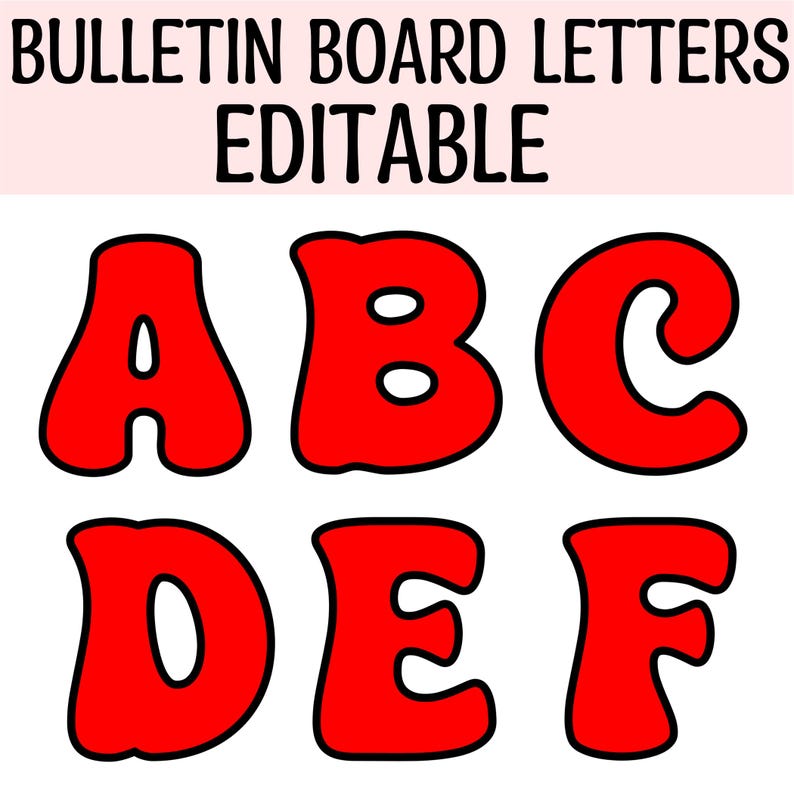 Red Bulletin Board Letters, Editable Large Alphabet Letters Wall ...