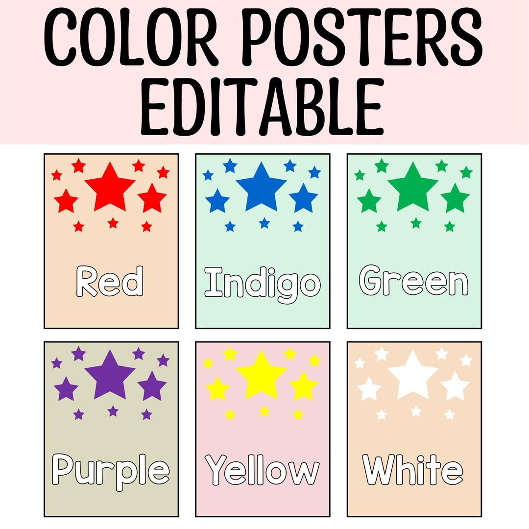 Printable Calm Colors Color Posters, Editable Color Posters, Classroom ...