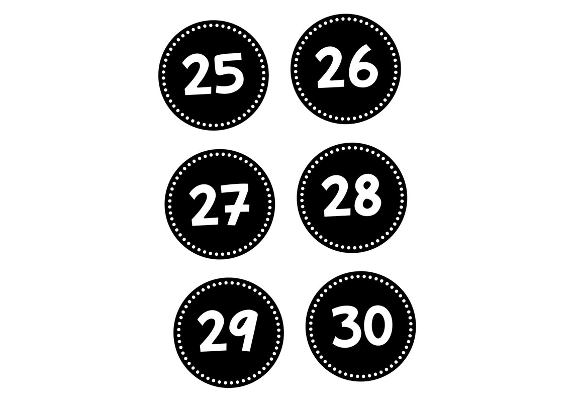 Black and White Round Number Labels, Classroom Decor (PPTX and PDF) - Etsy