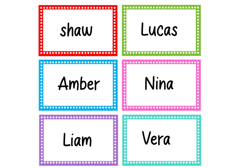 Printable Name Tags, Bright Kids Name Labels, Bright Cubby Labels ...