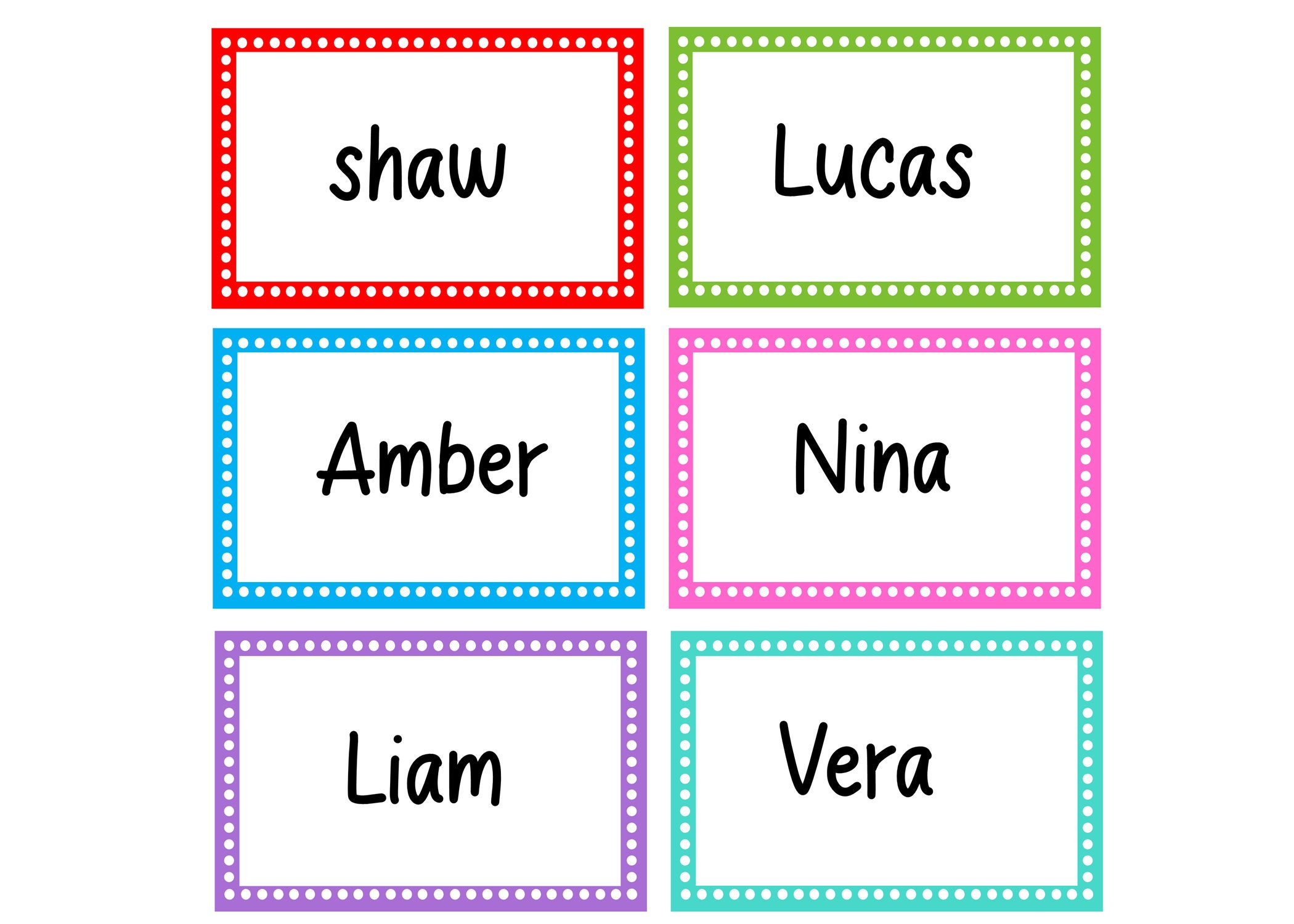 Printable Name Tags, Bright Kids Name Labels, Bright Cubby Labels ...