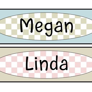 Printable Checkered Student Name Plates, Editable Desk Plates, Kids ...
