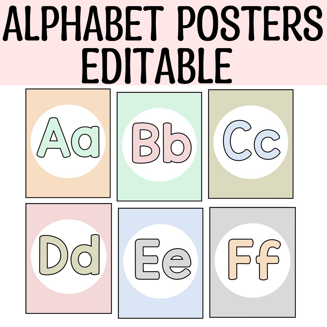 Printable Modern Calm Colors Alphabet Posters, Alphabet Letters Wall ...