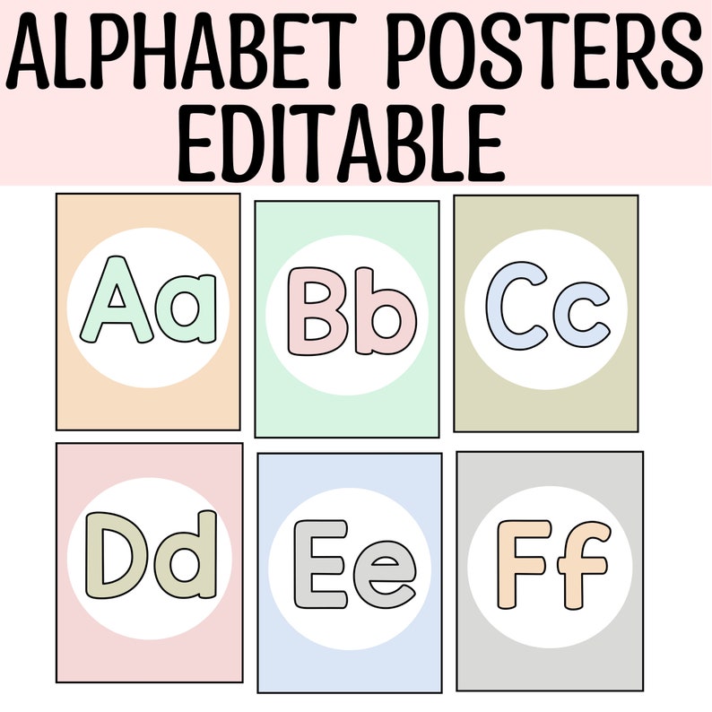 Printable Modern Calm Colors Alphabet Posters, Alphabet Letters Wall ...