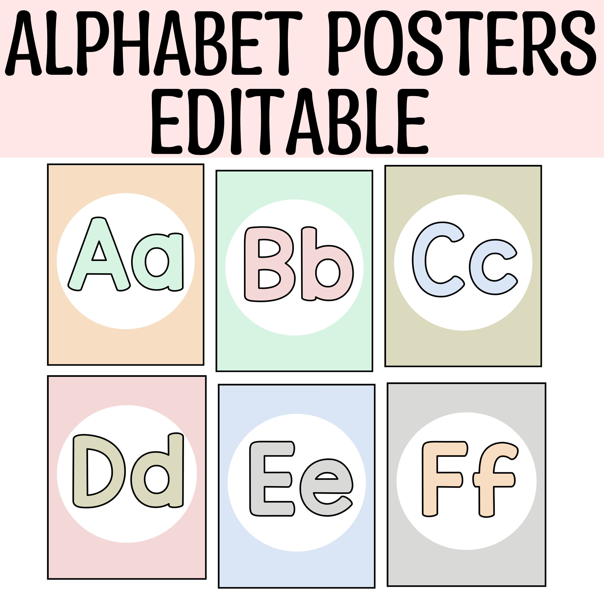 Printable Modern Calm Colors Alphabet Posters, Alphabet Letters Wall ...