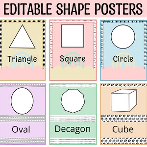 Pastel Rainbow Classroom Shape Posters Editable Shape - Etsy Canada