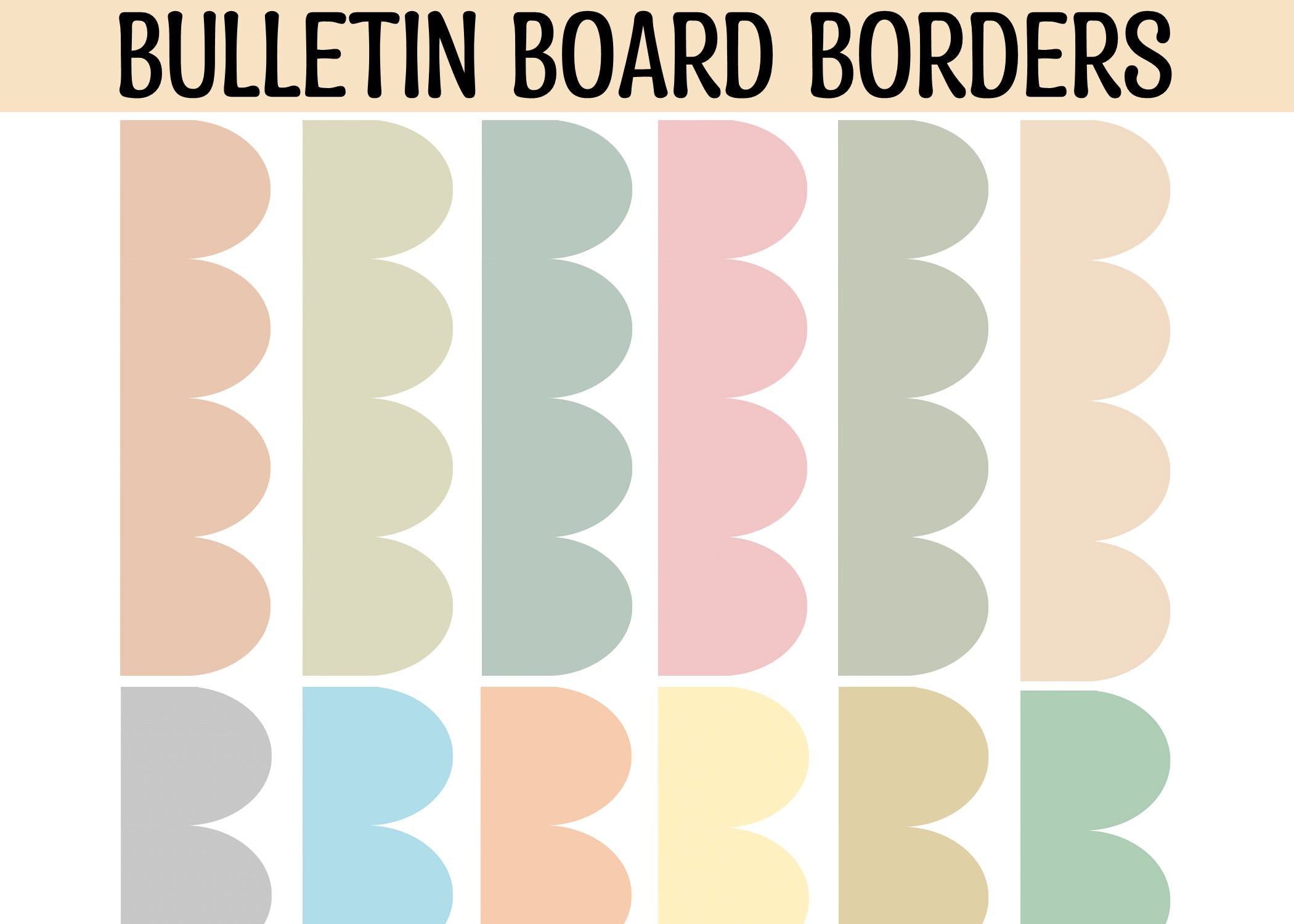 Scalloped Borders, Boho Bulletin Board Borders, Boho Neutral Classroom ...