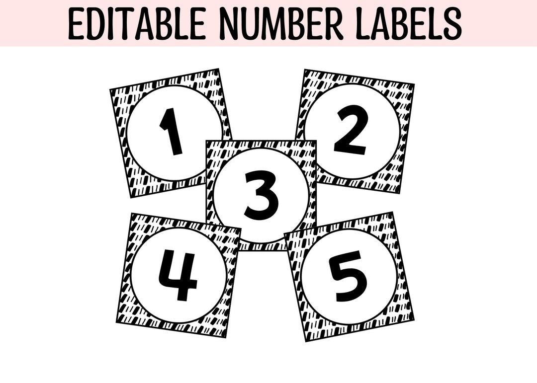 Printable Black and White Number Labels Calendar Number - Etsy