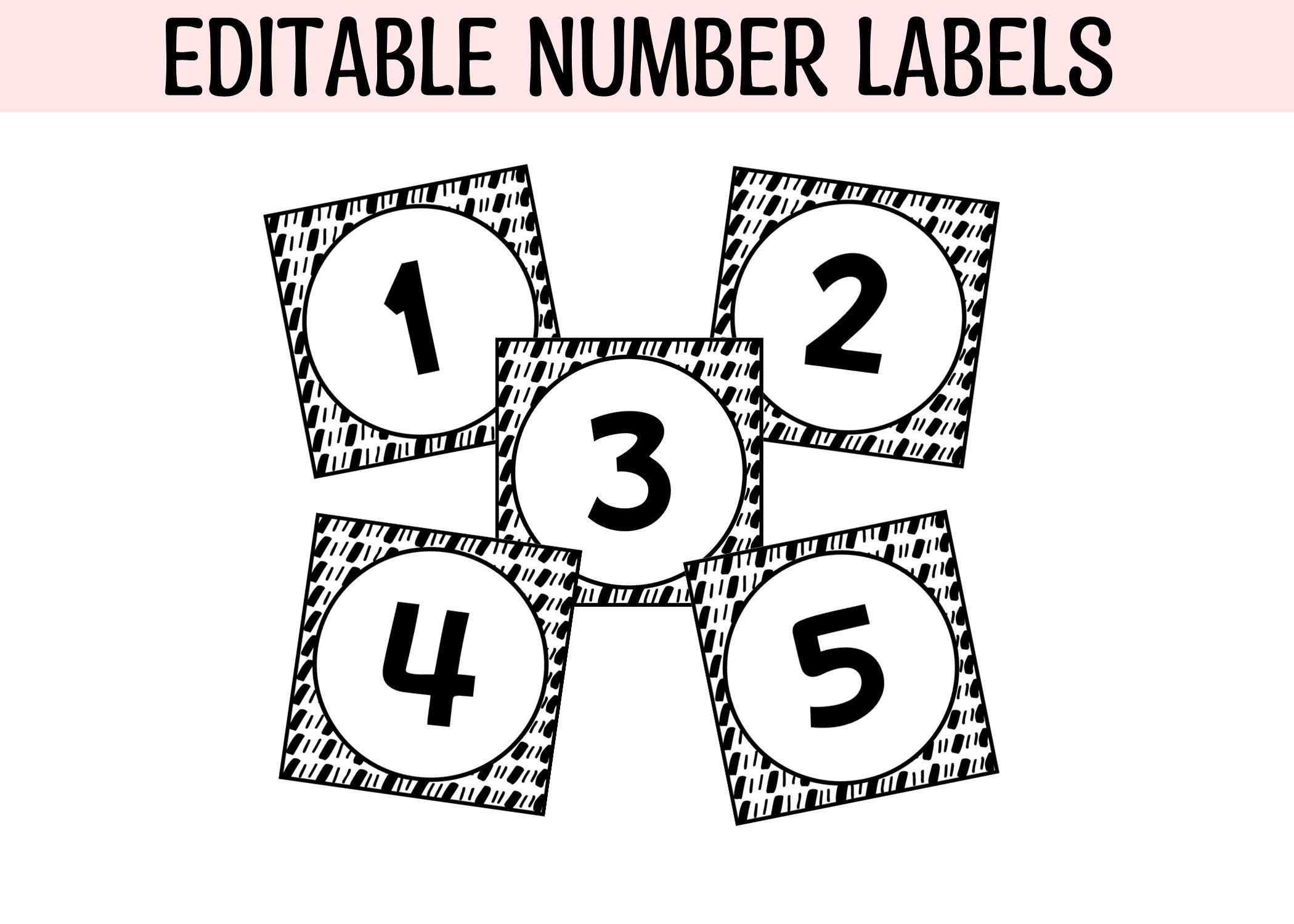 Printable Black and White Number Labels Calendar Number - Etsy Canada