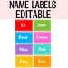 Printable Name Tags, Bright Kids Name Labels, Bright Cubby Labels ...