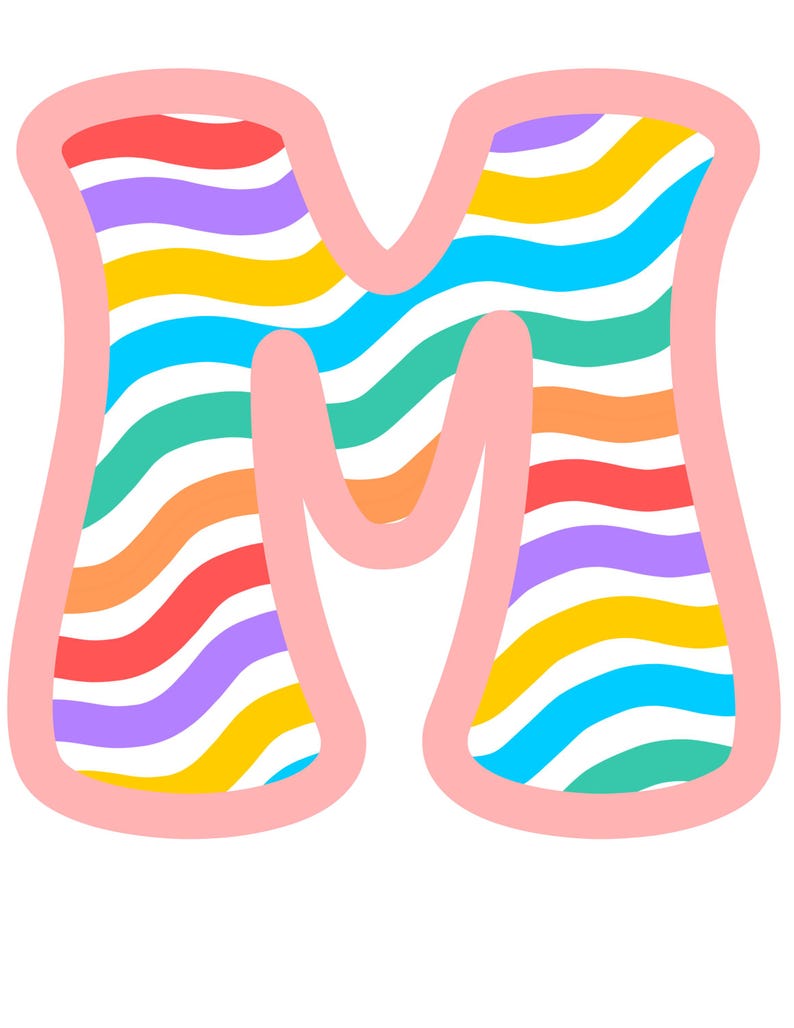 Printable Wavy Pattern Bulletin Board Letters, Funky Large Alphabet ...