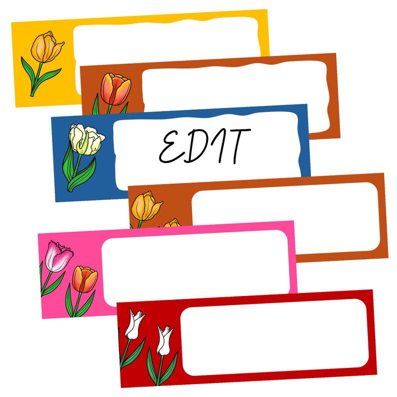 Printable Floral Name Labels, Spring Classroom Labels, Floral Desk ...