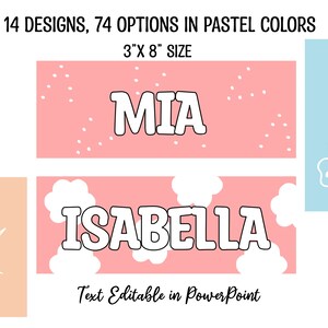 Student Name Labels, Pastel Color Name Tags, Student Cubby Name Plates ...
