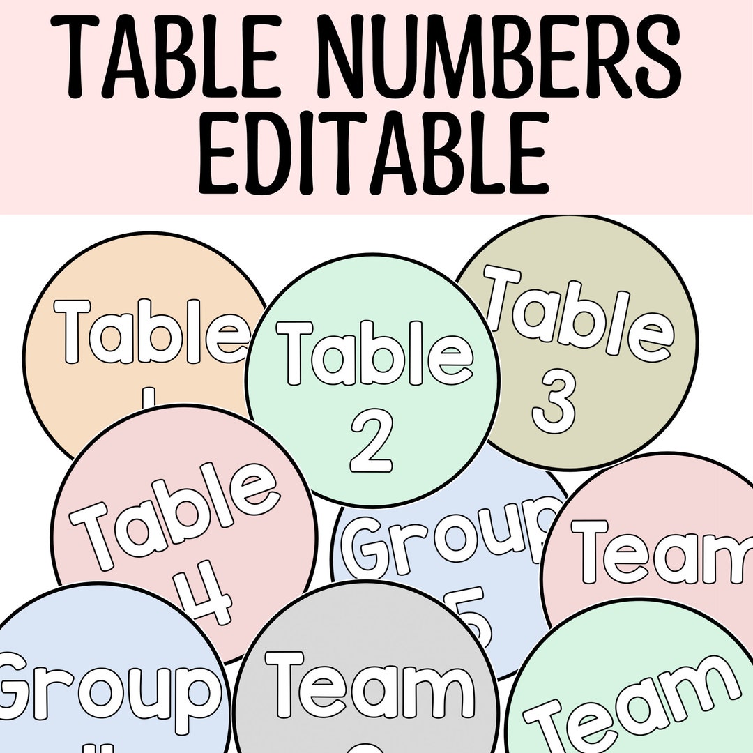 Boho Calm Colors Classroom Table Numbers, Table, Team and Group Numbers ...