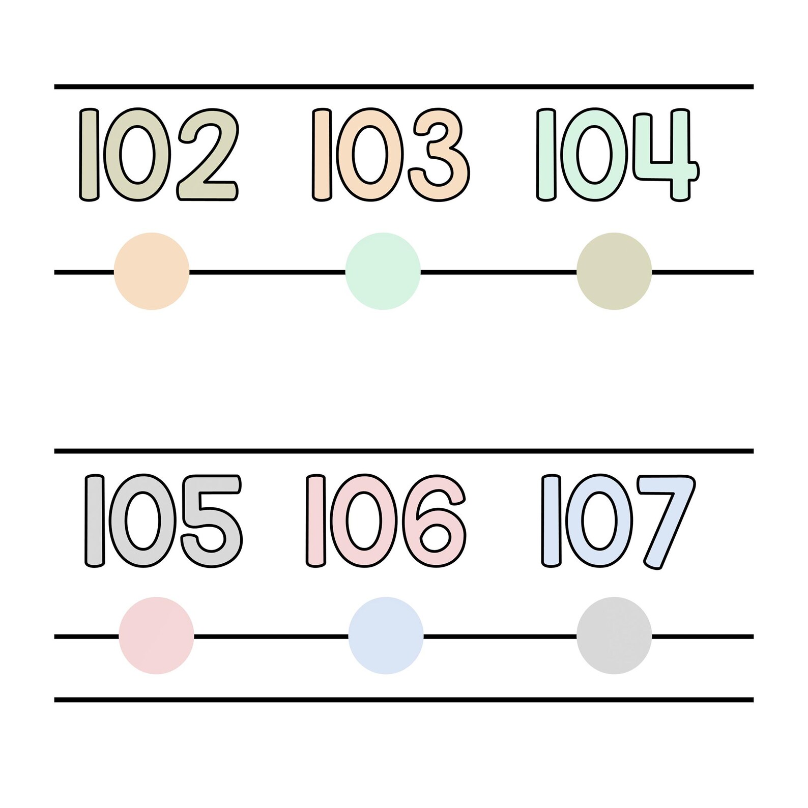 Printable Calm Colors Large Number Line Wall Display, Editable Number ...